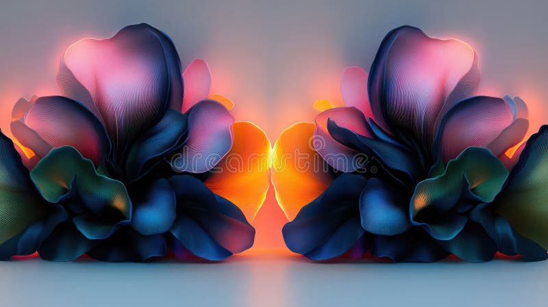 A Vibrant, Stylized Depiction of Colorful Flowers with Glowing Effects ...