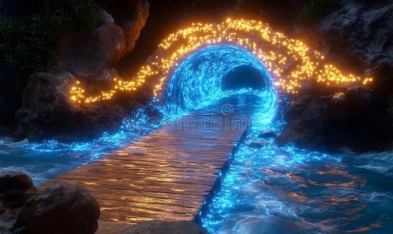 Glowing tunnel pathway stock photo. Image of fantasy - 379621454