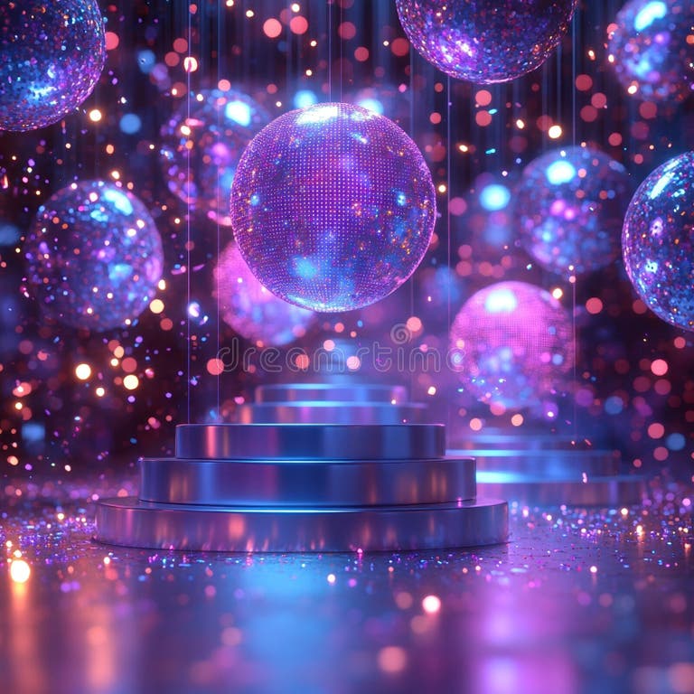 Vibrant, Stylized Digital Image of Purple Spheres with Embedded Lights ...