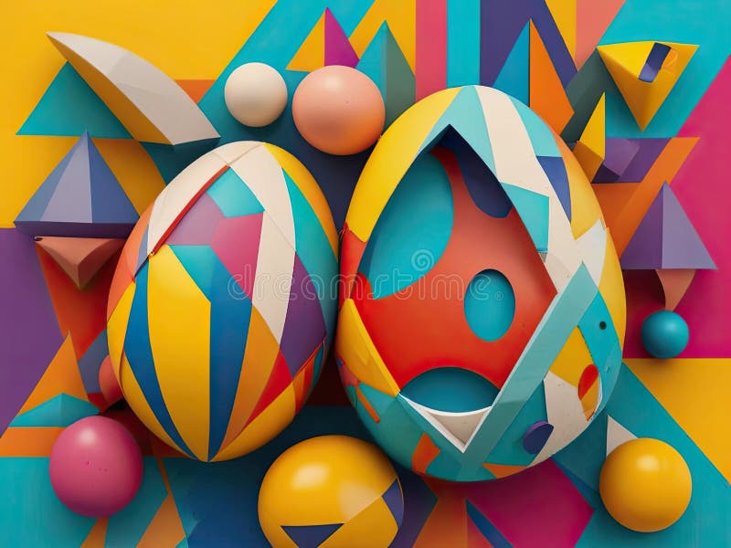 Vibrant Stylized Easter Background with Abstract Twisted Volumetric ...