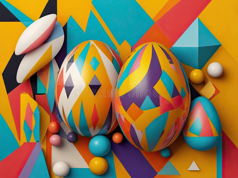 Vibrant Stylized Easter Background with Abstract Twisted Volumetric ...