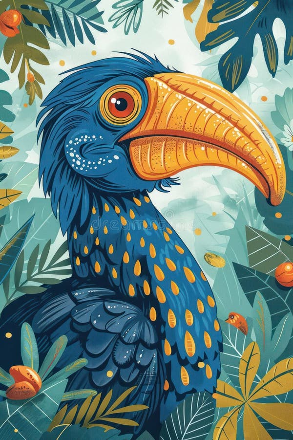 Vibrant Blue Toucan in Lush Tropical Rainforest Stock Illustration ...
