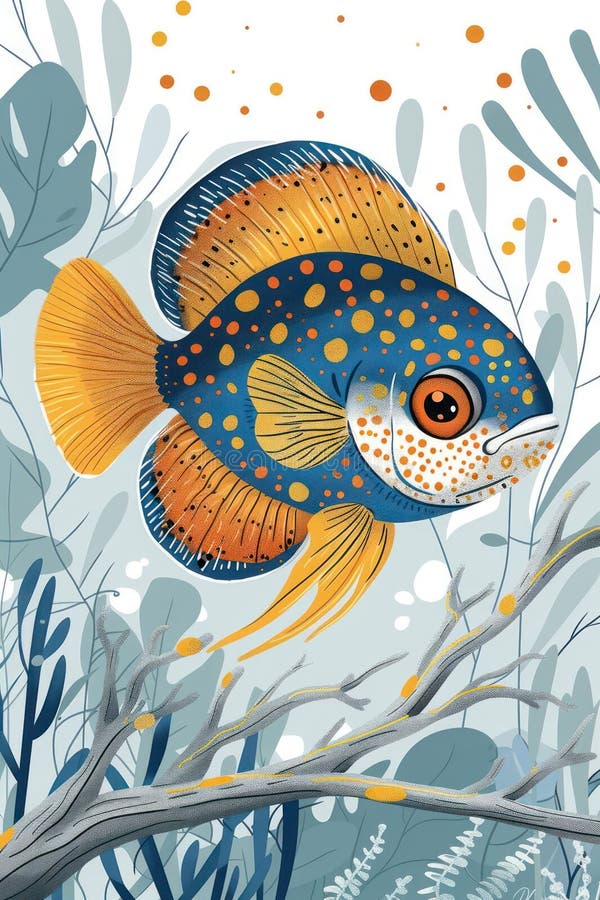 Vibrant Spotted Discus Fish in Underwater Paradise Stock Illustration ...