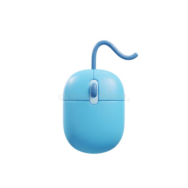 Stylish Blue Computer Mouse with Cord, 3D Rendering Stock Illustration ...