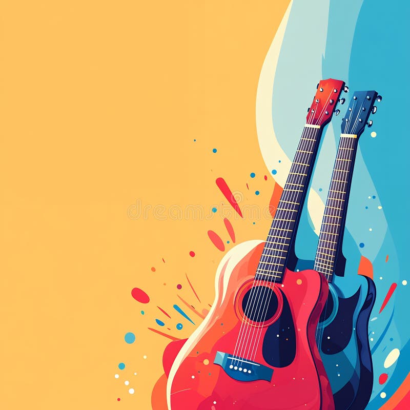 Harmonic Convergence, Vibrant Guitars in Stylized Artistic Expression ...