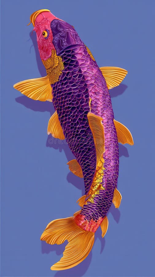 A Vibrant and Stylized Koi Fish Artwork with Flowing Fins and Unique ...