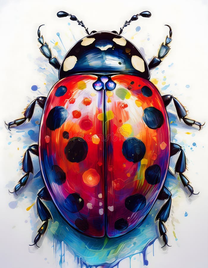 A Vibrant, Stylized Ladybug Illustration with a Glossy Effect and ...
