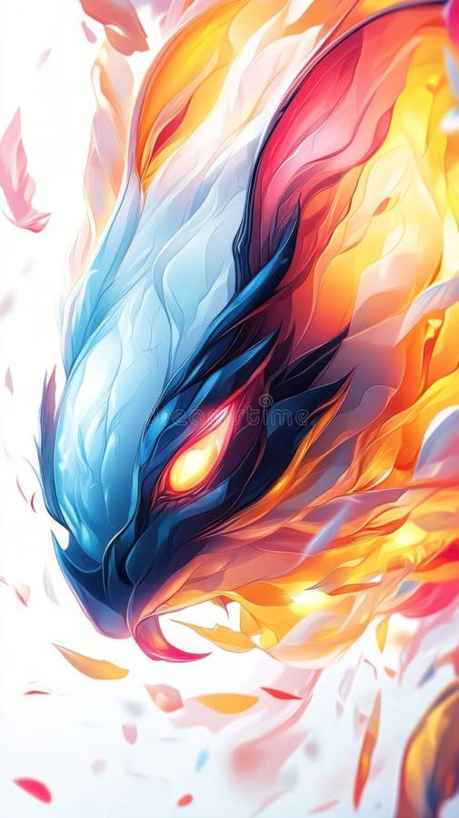 A Vibrant, Stylized Representation of a Mythical Creature Resembling a ...