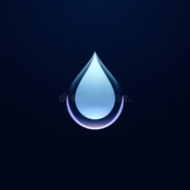 Stylized Water Droplet Design in a Dark Background with Glowing Accents ...