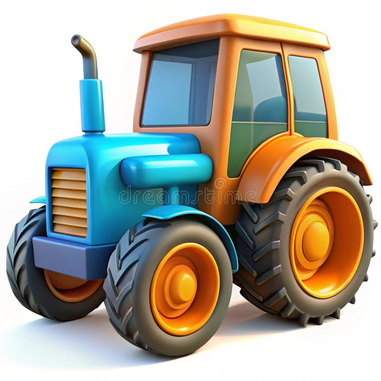 Vibrant, Stylized Tractor Isolated on Transparent Background Stock ...