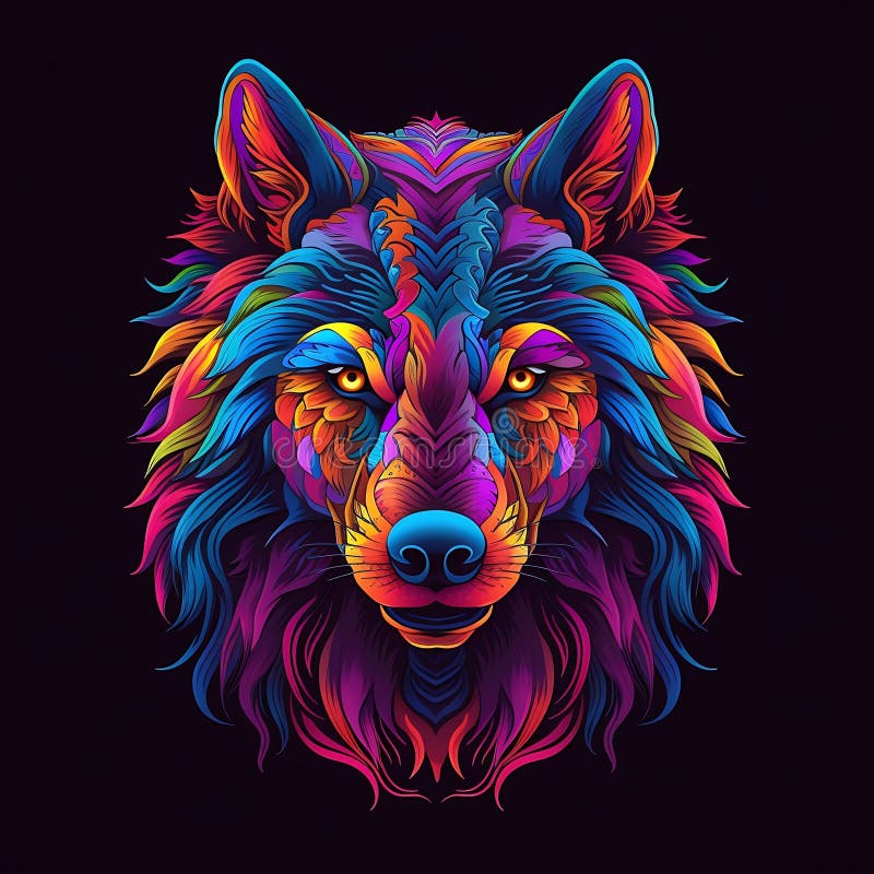 The Head of a Wolf on a White Background with Double Exposure. Retro ...