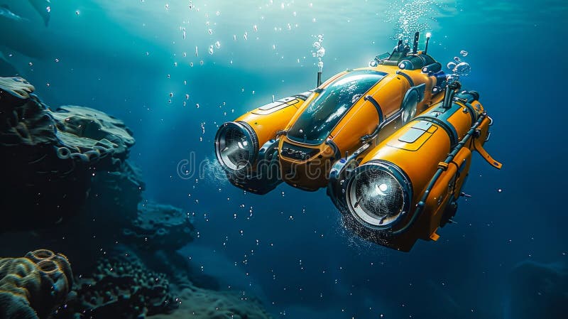 Vibrant Submarine Exploring Deep Ocean Depths. Generative Ai Stock ...