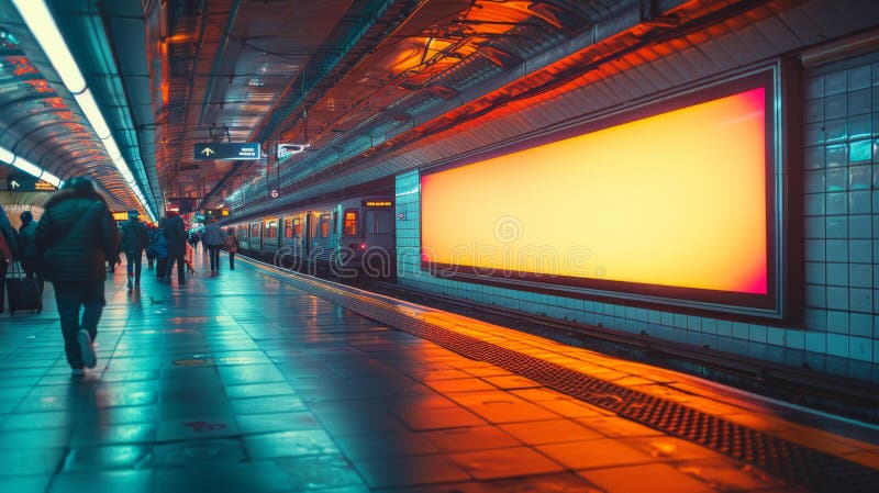 Vibrant Subway Station at Night, Generative AI Stock Image - Image of ...