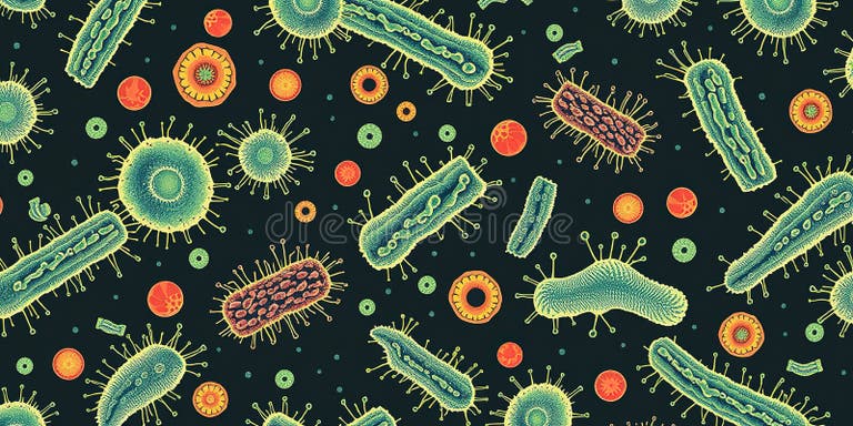 Vibrant Summer Bacteria Pattern a Repeating Science Illustration ...