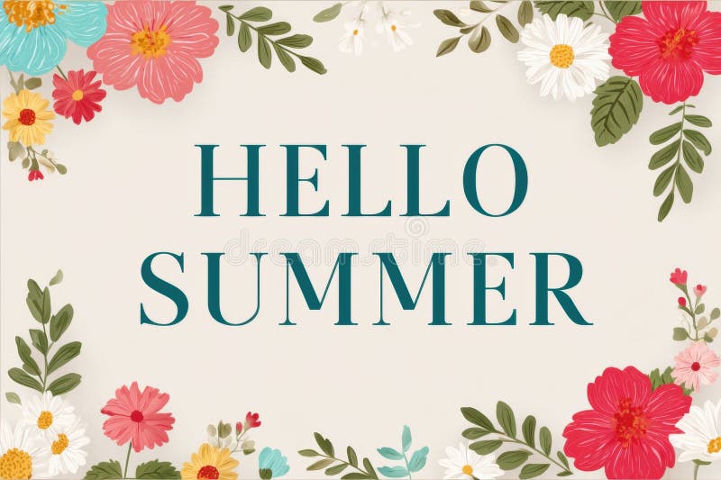 A Vibrant Summer Card Featuring a Floral Design and Cheerful Greeting ...