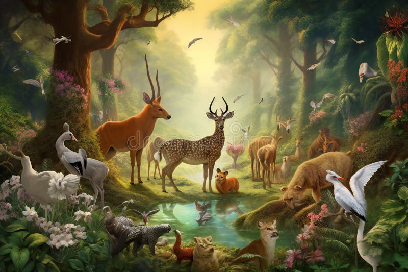 Vibrant Summer Fauna Art Background Stock Illustration - Illustration ...