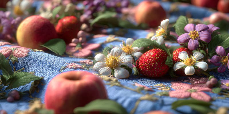 Vibrant Summer Fruits and Blossoms a Still Life Composition Stock ...