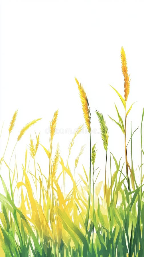 Vibrant Summer Grass Field Art Stock Illustration - Illustration of ...