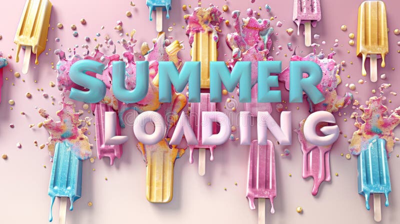 Vibrant Summer Loading Concept with Melting Popsicles Stock Photo ...
