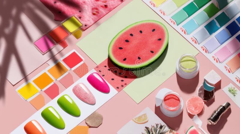 Vibrant Summer Nail Art Design with Watermelon Theme for Creative ...