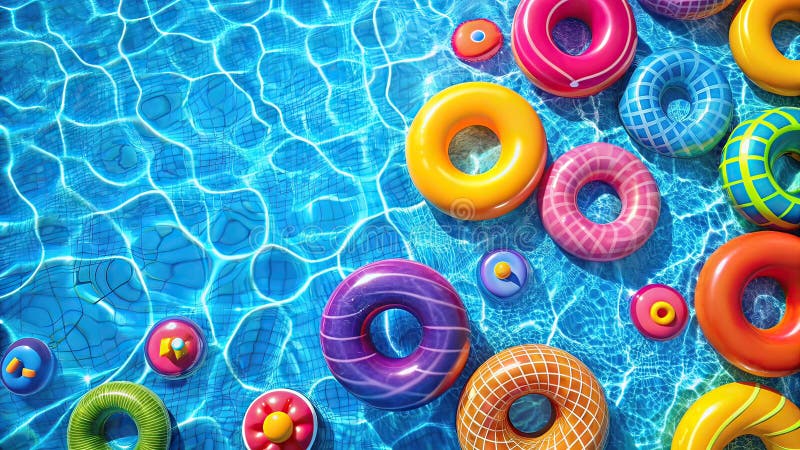 Vibrant Summer Pool Float Background Design for Flyers Cards and Social ...