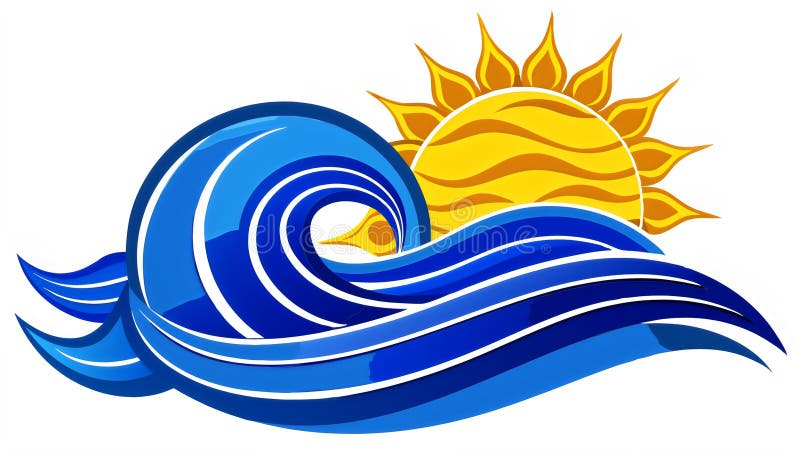 Vibrant Sun Waves Abstract Art Design Ocean Serenity Stock Illustration ...