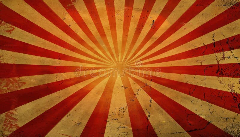 Vintage Sunburst Pattern with Red and Yellow Rays, Showcasing a Retro ...