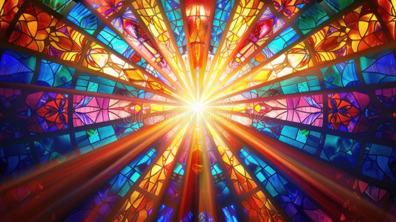 Elegant Sunburst Stained Glass Design for Architectural and Cultural ...