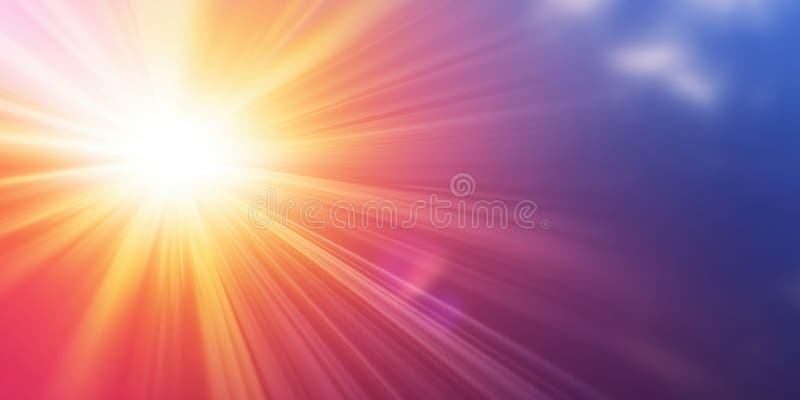 Vibrant Sunburst Radiant Light Rays Colorful Sky Background Stock ...