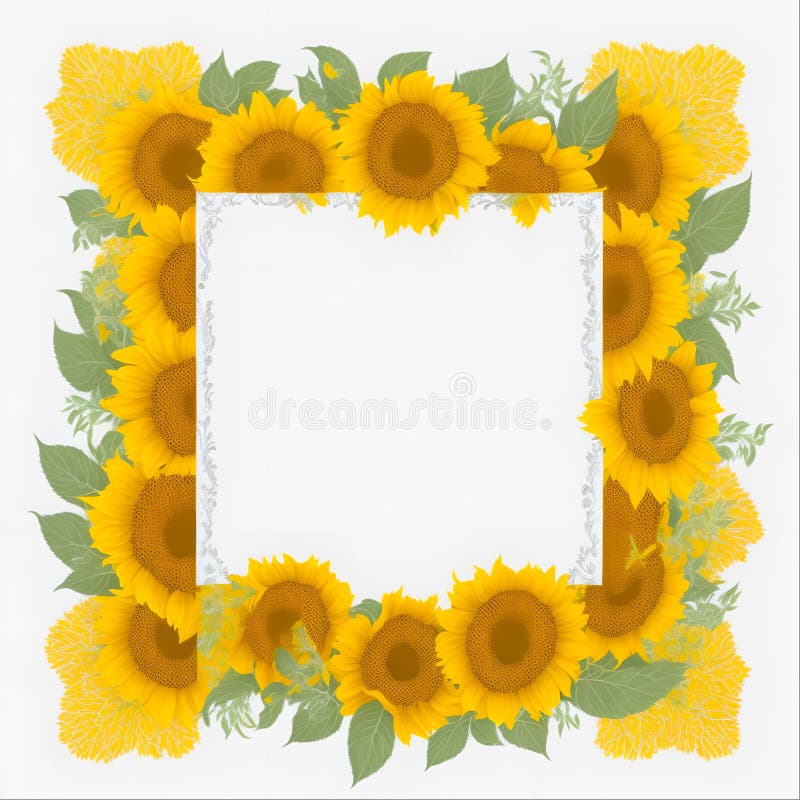 Vibrant Sunflower Square Frame Illustration for Summer Designs ...