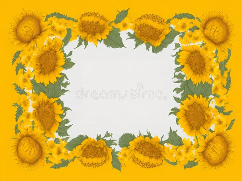 Vibrant Sunflower Square Frame Illustration for Summer Designs ...