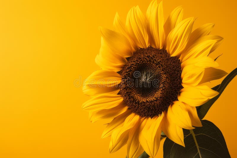 Vibrant Sunflower on a Warm Yellow Background Stock Photo - Image of ...