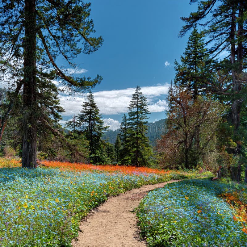 A Vibrant, Sunlit Forest Clearing in Spring, Stock Illustration ...