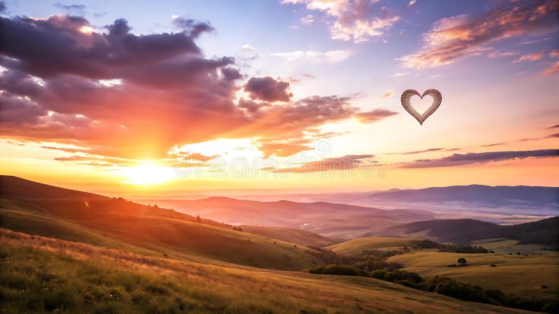 Vibrant Sunrise with Heart Background Stock Photo - Image of sunset ...