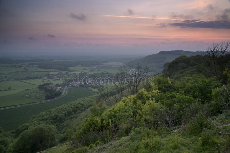 Vibrant Sunrise Over Countryside Landscape Stock Image - Image of dawn ...