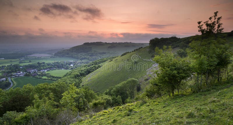 Vibrant Sunrise Over Countryside Landscape Stock Image - Image of ...