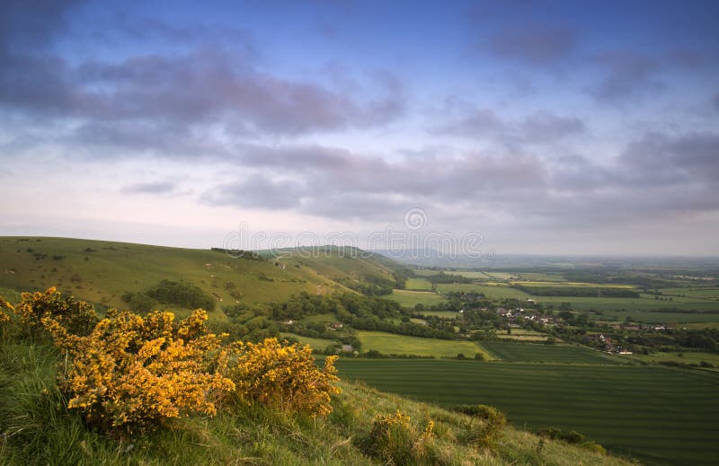 Vibrant Sunrise Over Countryside Landscape Stock Image - Image of ...