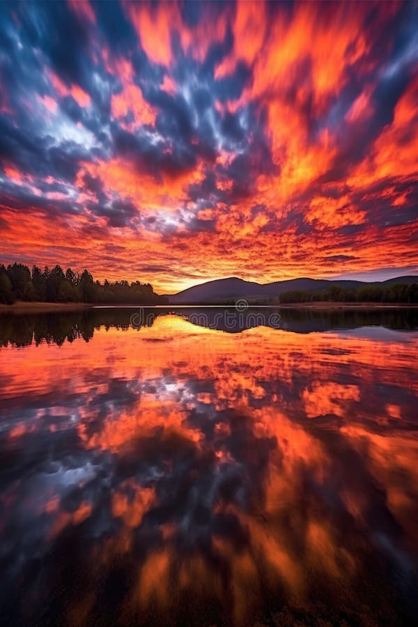 Vibrant Sunset Colors Reflecting Off High Altitude Clouds Stock ...