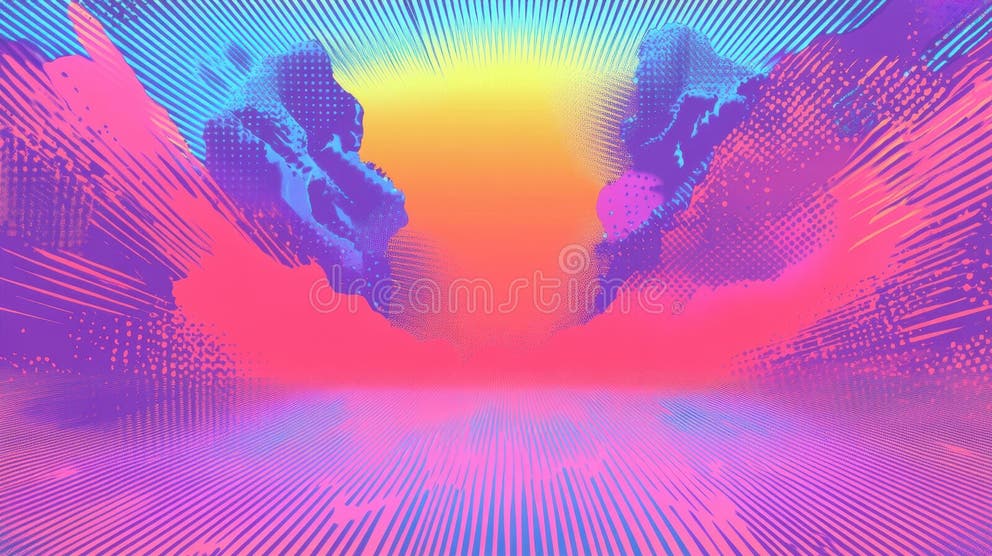 Vibrant Sunset Gradients Over Digital Globe Map Background Stock Image ...