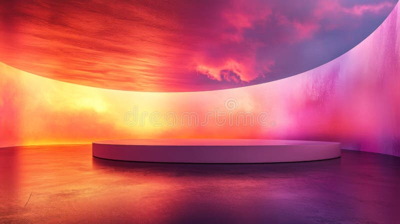 Vibrant Sunset Hues Illuminate Product Display Podium Stock ...