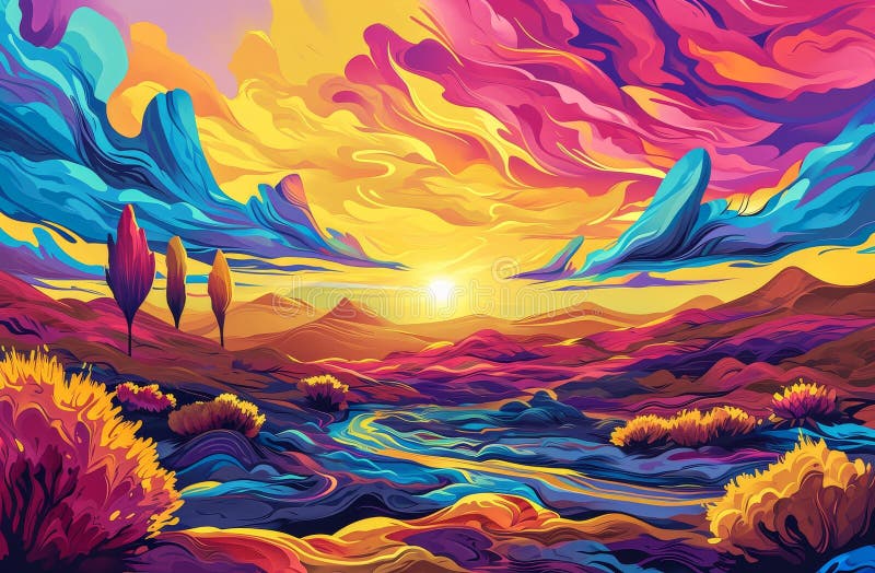 A Vibrant Sunset Reflecting Over a Serene Lake, Surrounded by Trees ...