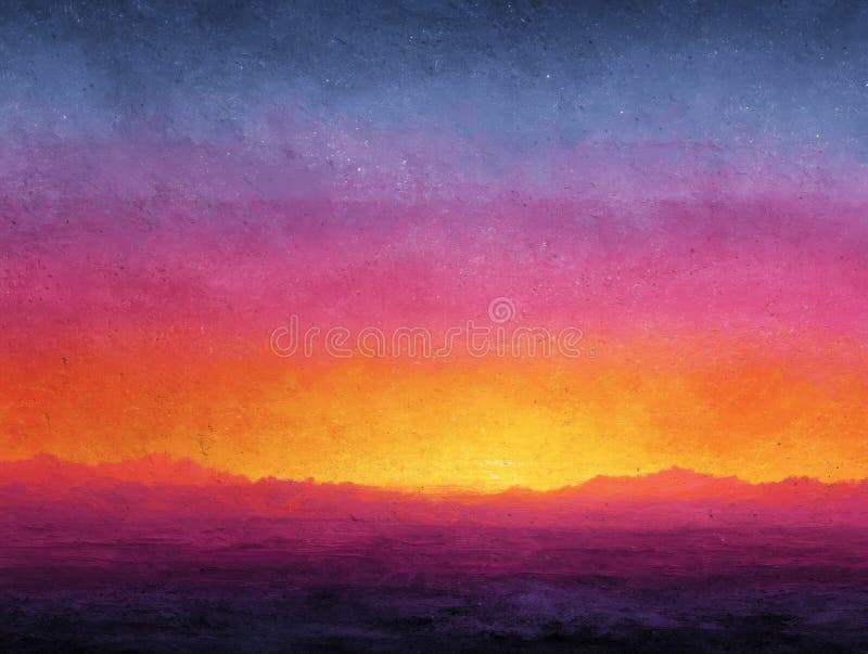 Vibrant Sunset and Night Sky Gradation Landscape Stock Illustration ...