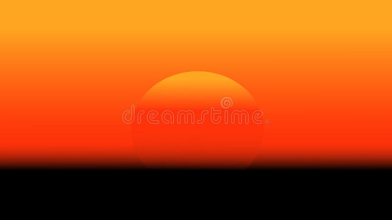 Vibrant Sunset with Orange and Black Gradient and Half Sun Silhouette ...