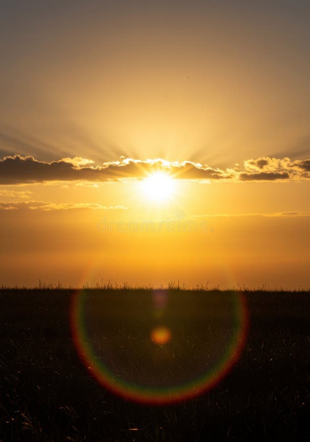 Vibrant Sunset Over a Field Stock Photo - Image of outdoors, field ...