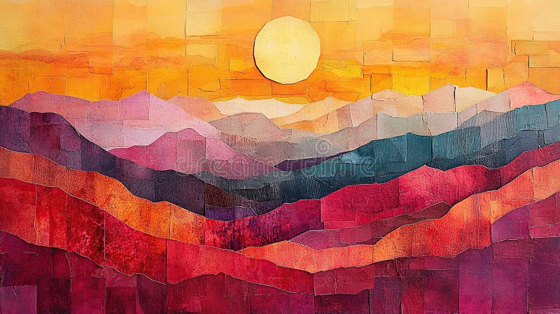 Vibrant Sunset Over Layered, Colorful Mountain Range, Created with ...