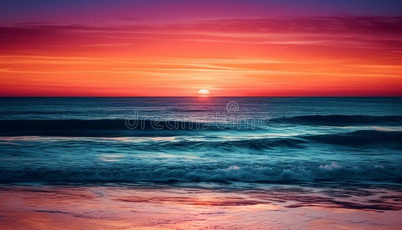 The Vibrant Sunset Over the Tranquil Waters is Pure Heaven Generated by ...