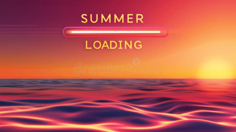 Vibrant Sunset Seascape with Summer Loading Progress Bar Stock Image ...