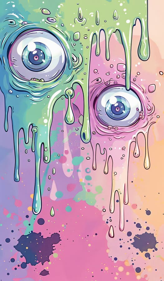 Abstract Colorful Dripping Eyes Illustration with Splashes of Paint ...