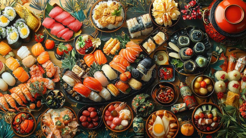 Vibrant Sushi Platter Diverse Seafood Garnishes Stock Photos - Free ...