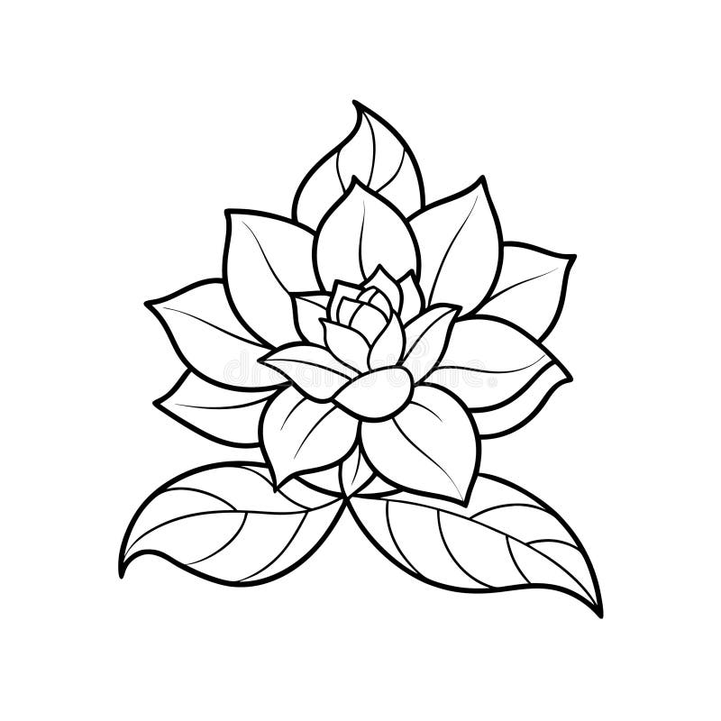 Vibrant Sweet Tea Flower Illustration with Bold Outline Stock Image ...